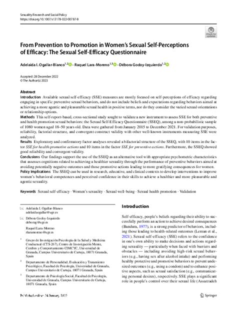 Pdf From Prevention To Promotion In Womens Sexual Self Perceptions