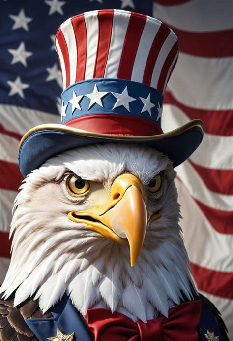 Eagle Bald Wearing A Top Uncle Sam Hat Generative Ai Stock Illustration Illustration Of