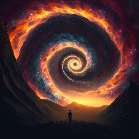 A Man Looking Into Space Fibonacci Spiral Digital By Denis Agati