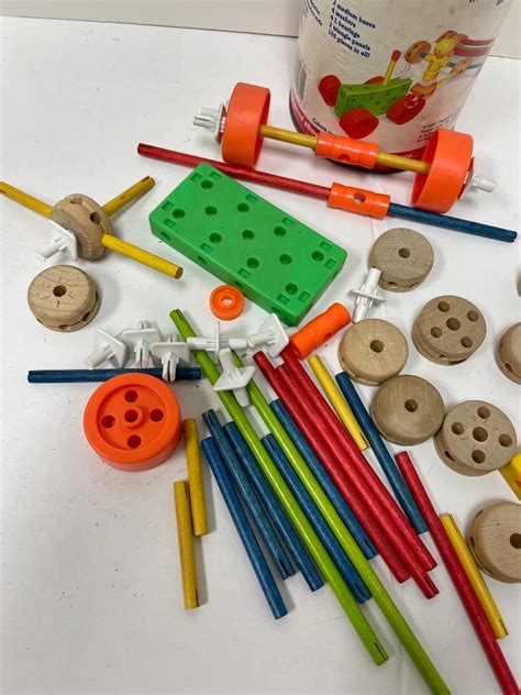 Vintage Retro The Original Tinker Toys Wood Building Set