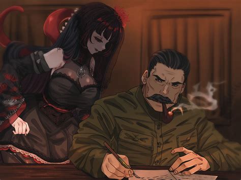 Joseph Stalin And Futakuchi Mana Indie Virtual Youtuber And 1 More Drawn By Khlam Vorony