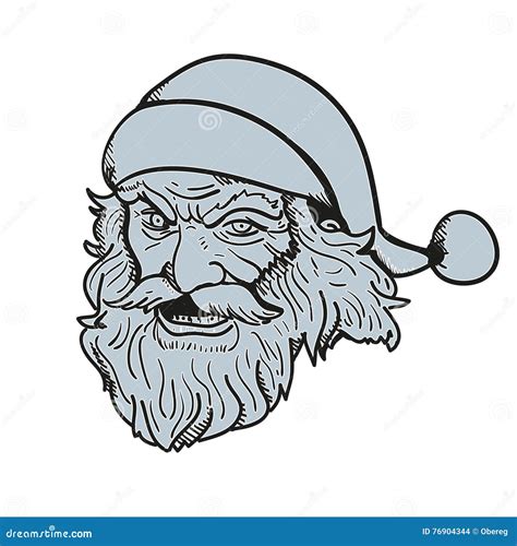 Brutal Santa Face Hand Drawn Stock Vector Illustration Of Print Hand