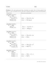 Sol F Final B NAME SID Problem For Each Pseudo Code Below Determine The Number K N Of