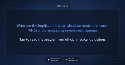 What Are The Implications Of An Absolute Neutrophil Count Anc Of 0 0 Indicating Severe