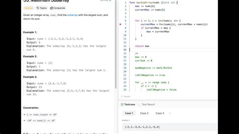 Leetcode 53 Maximum Subarray Best Approachgolang Youtube