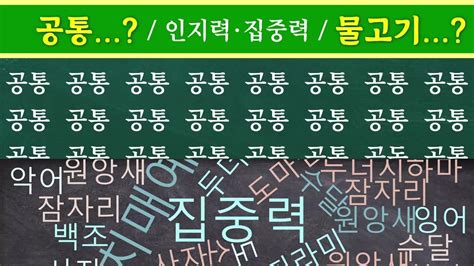 다른글자찾기 두뇌 인지력 집중력 향상을 위한 영상입니다 인지력 집중력 향상 치매 예방 치매 테스트 숨은단어찾기 다른