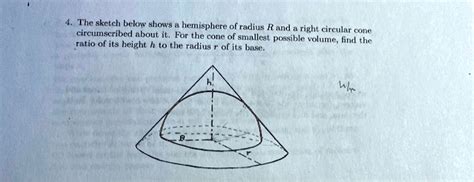 Solved The Sketch Below Shows A Hemisphere Of Radius R And A Right Circular Cone Circumscribed
