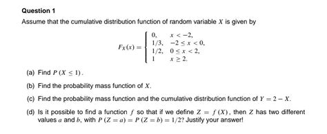 Solved Question 1 Assume That The Cumulative Distribution