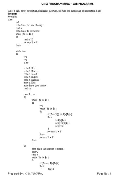 Unix Lap Shell Script Pdf Command Line Interface Filename