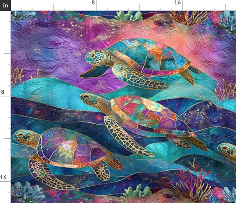 Patchwork Colorful Sea Turtles Fabric Spoonflower