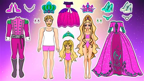 КУКОЛЬНЫЙ ЗАМОК ПРИНЦЕССЫ С ГАРДЕРОБОМ ОДЕЖДА ДЛЯ СЕМЬИ БУМАЖНЫЕ КУКЛЫ Youtube