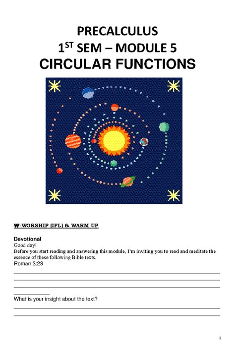 Pre Calculus Module 1 The Conic Sections Pre Calculus 1st Sem Module