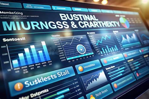 Business And Marketing Strategy Dashboard On Virtual Screen Stock Illustration Illustration Of