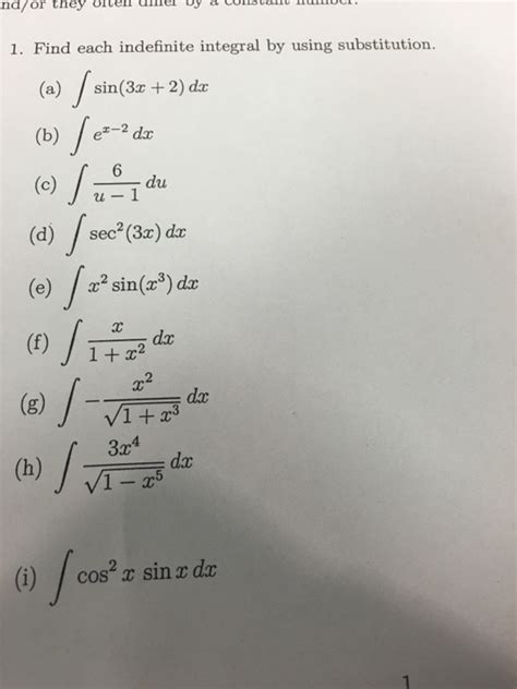 Solved Find Each Indefinite Integral By Using Substitution