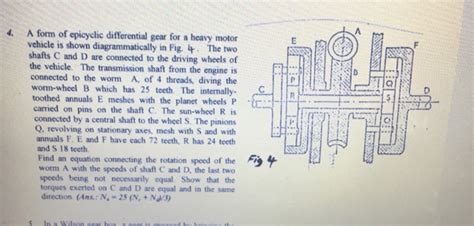 Solved A Form Of Epicyclic Differential Gear For A Heavy