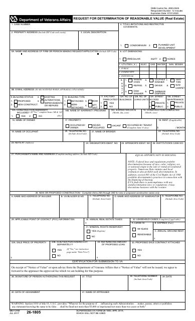 Va Form 26 1805 Fill Out Sign Online And Download Fillable Pdf Templateroller