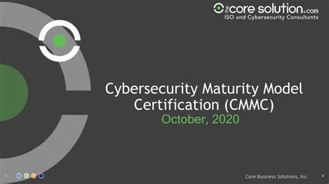 Cybersecurity Maturity Model Certification Cmmc Pptx