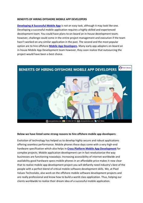 Ppt Benefits Of Hiring Offshore Mobile App Developers Pixel Values Technolabs Powerpoint