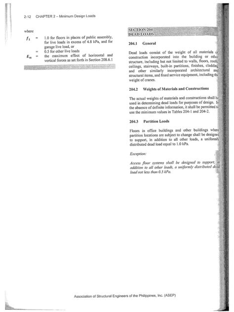 Nscp 2015 Section 204 Dead Load Pdf