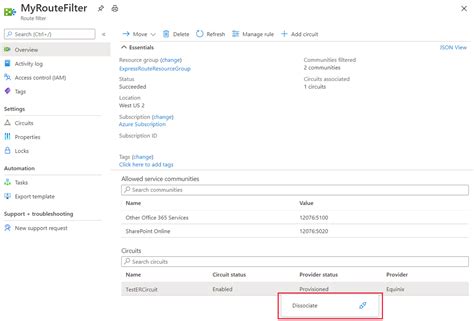 Configure Route Filters For Microsoft Peering Azure Portal Microsoft Learn