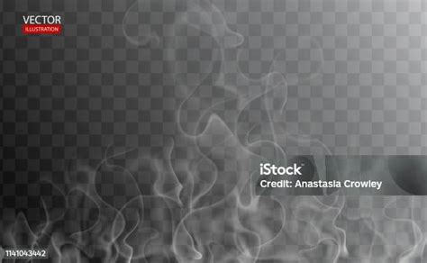 어두운 또는 투명 한 배경에 컵 위에 뜨거운 증기 백색 담배 연기 파 물 차 음식 커피 얼음에 연기의 집합입니다 증기 안개 구름 가스 안개 벡터 일러스트 레이 션입니다