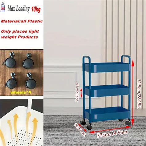 1개 이중 팔걸이와 바퀴가 있는 모든 플라스틱 소재 보관함 스낵 장난감 및 잡화에 적합 거실과 침실을 위한 다층 바닥 스탠드 손쉬운 욕실 액세서리로 집을 정리