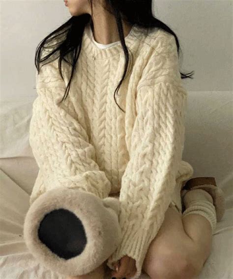 [4color]귀여워요 아방 꽈배기 벌룬 라운드 니트 에이블리