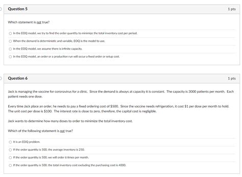 solved which statement is not true in the eoq model we try