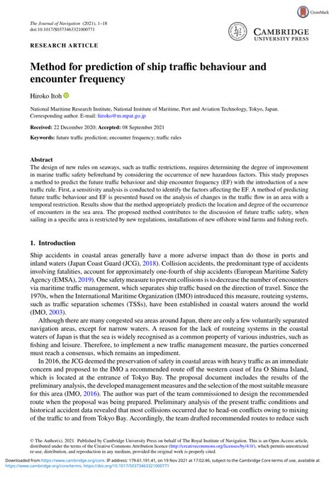 Pdf Method For Prediction Of Ship Traffic Behaviour And Encounter Frequency