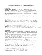 Midterm Exam Cheat Sheet For IEOR E4525 Spring 2015 Midterm Exam Cheat Sheet For IEOR E4525