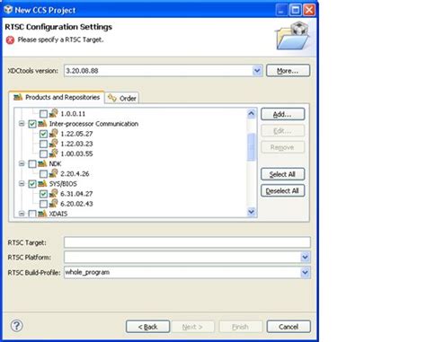 New Rtsc Project No Target And Platform Drop Down Menu Processors Forum Processors Ti