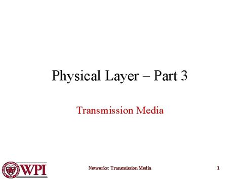 Physical Layer Part 3 Transmission Media Networks Transmission