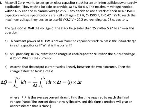 Solved 1 Maxwell Corp Wants To Design An Ultra Capacitor
