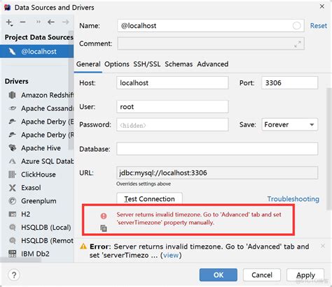 解决 Server Returns Invalid Timezone Go To ‘advanced Tab And Set ‘servertimezone Property