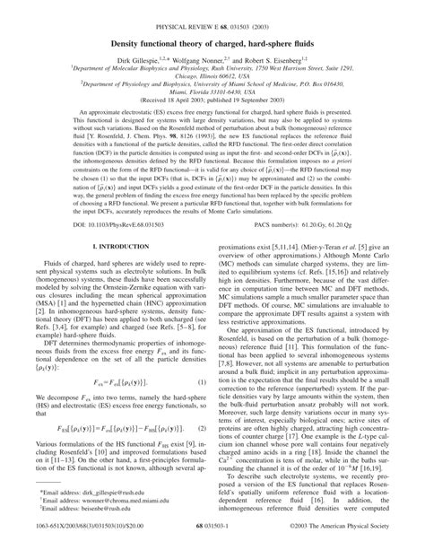 Pdf Density Functional Theory Of Charged Hard Sphere Fluids