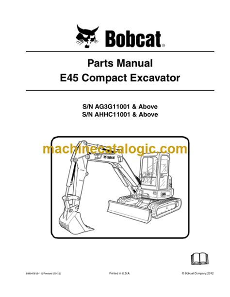 Bobcat E45 Compact Excavator Parts Manual Machine Catalogic