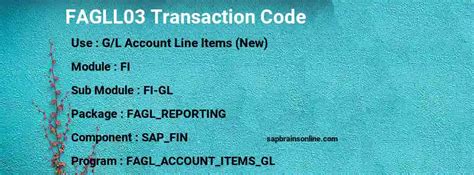 Fagll03 Sap Tcode For G L Account Line Items New