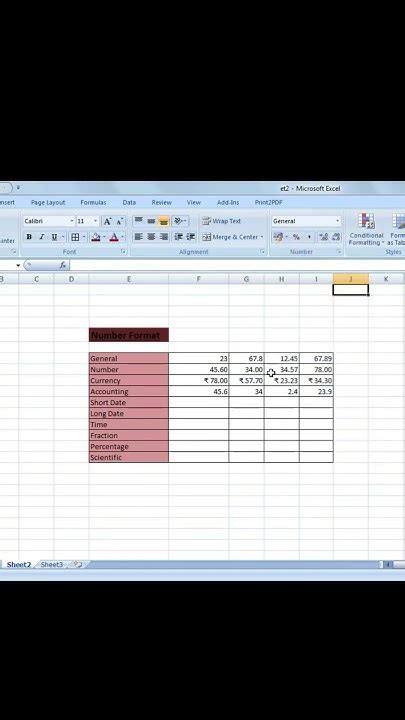 Ms Excel Number And Currency Format Shorts Shortvideo Msexcel Youtube