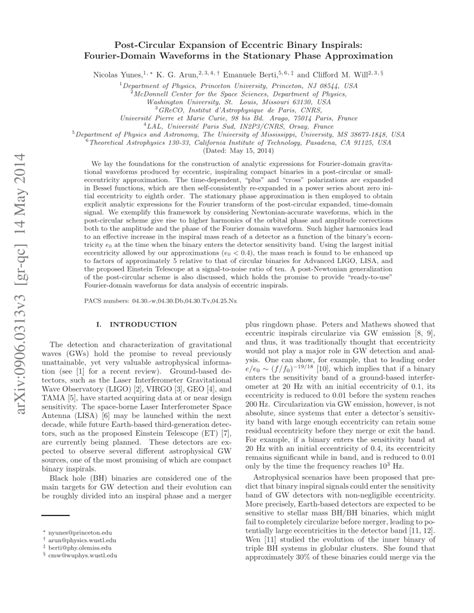 Pdf Post Circular Expansion Of Eccentric Binary Inspirals Fourier Domain Waveforms In The