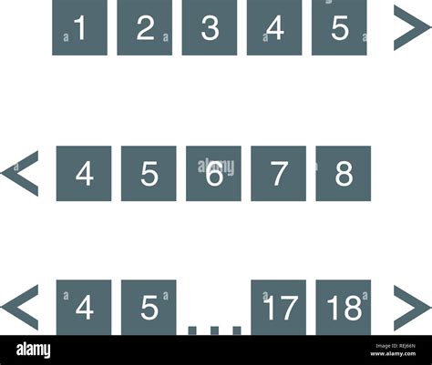 pagination bar set electronic pages for web site numbering to indicate marks used to show the