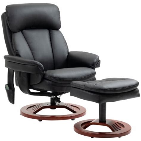 Swivel Recliner Chair With Ottoman Wood Base Remote And Side Pocket Black 1 Unit Fred Meyer