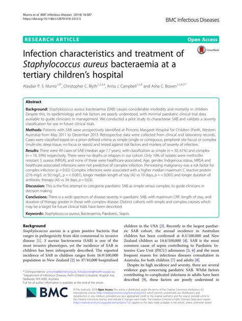 Pdf Infection Characteristics And Treatment Of Staphylococcus Aureus Bacteraemia At A Tertiary