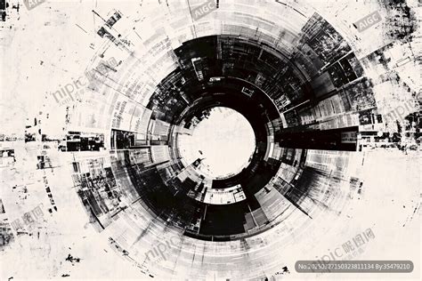 Ai创作图黑白 环形 图案 抽象 艺术 纹理 几何 线条 破碎 圆形 背景 视 元素 创意 风格 昵图网