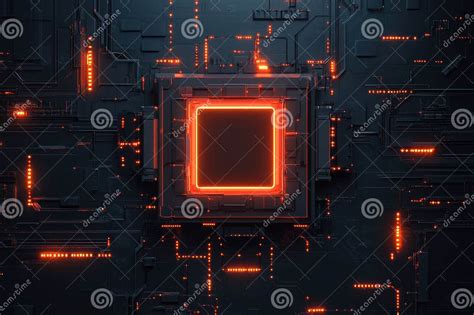 Microchip With Glowing Circuit Board Design Showcasing Technology And Innovation In Digital