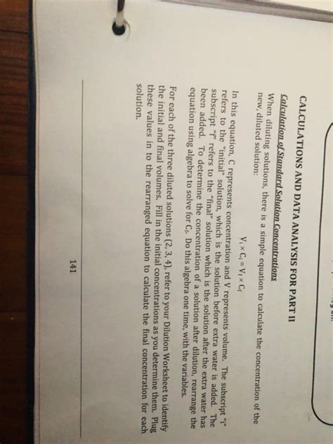 Solved CALCULATIONS AND DATA ANALYSIS FOR PART II Chegg Com