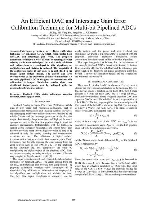 Pdf An Efficient Dac And Interstage Gain Error Calibration Technique