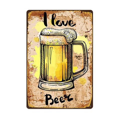 Украшение настенное интерьерное Smt012 6 20x30cm Питья пива винтажный металлический постер