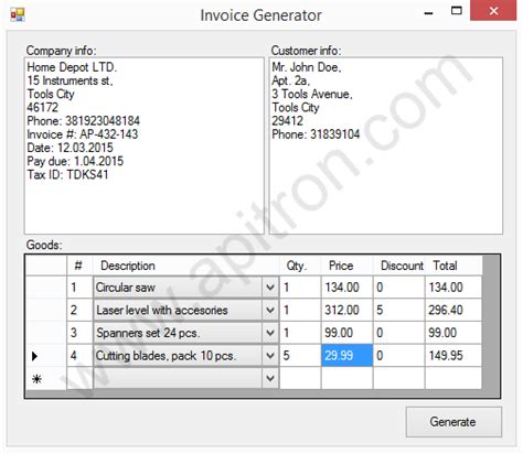 Pdf Invoice Generator Free Asloke