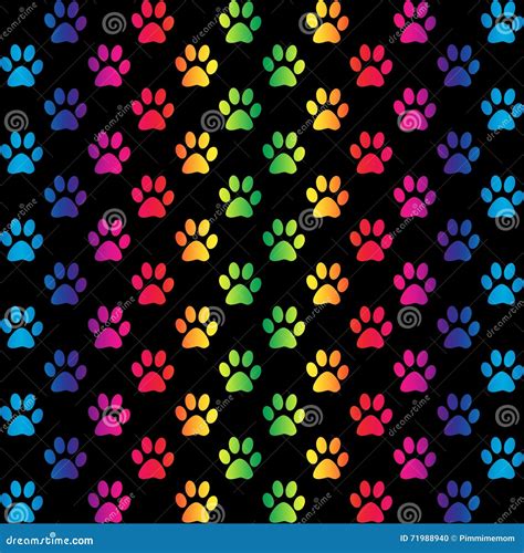 Лапка печатает в цветах радуги градиента на черноте Иллюстрация штока иллюстрации