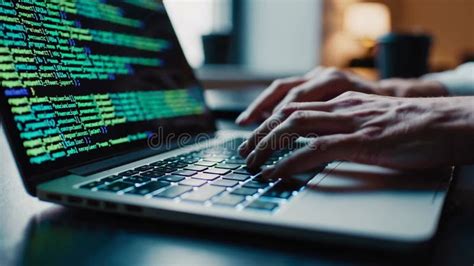 Programmer Writing Code On Laptop Keyboard Stock Footage Video Of